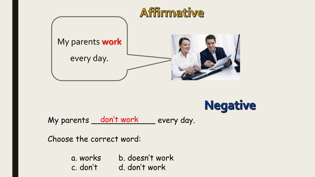 Simple present affirmative and negative | PPT
