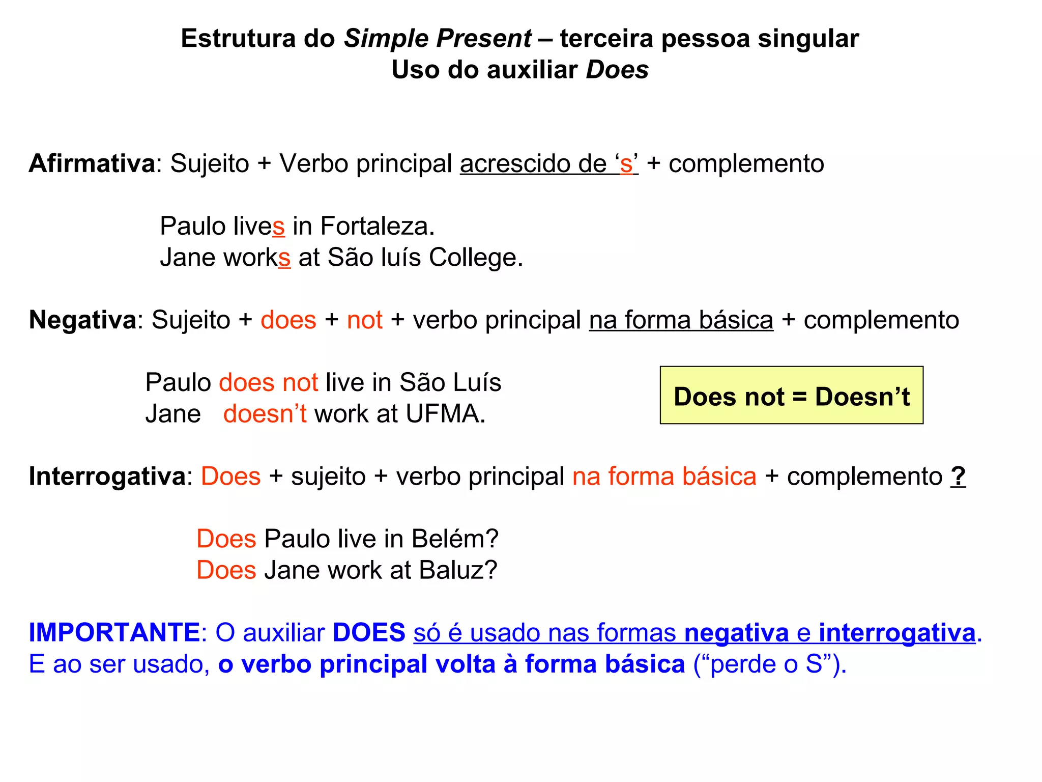 Simple present do does | PPT | College Education | Education