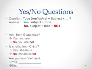 Simple present TOBE - LESSON | PPTX