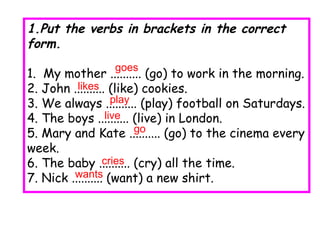 Present Simple,affirmative,negative and interrogative form | PPT