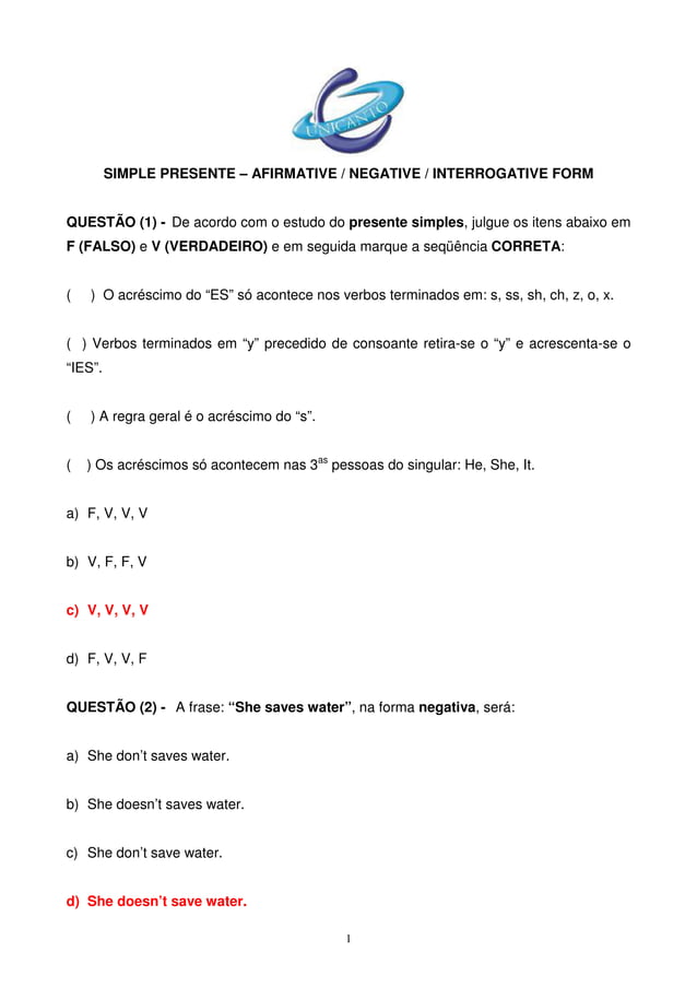 Simple present afirmative_negative_interrogative_form | PDF