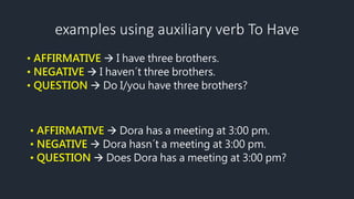 Simple present auxiliary verbs | PPTX