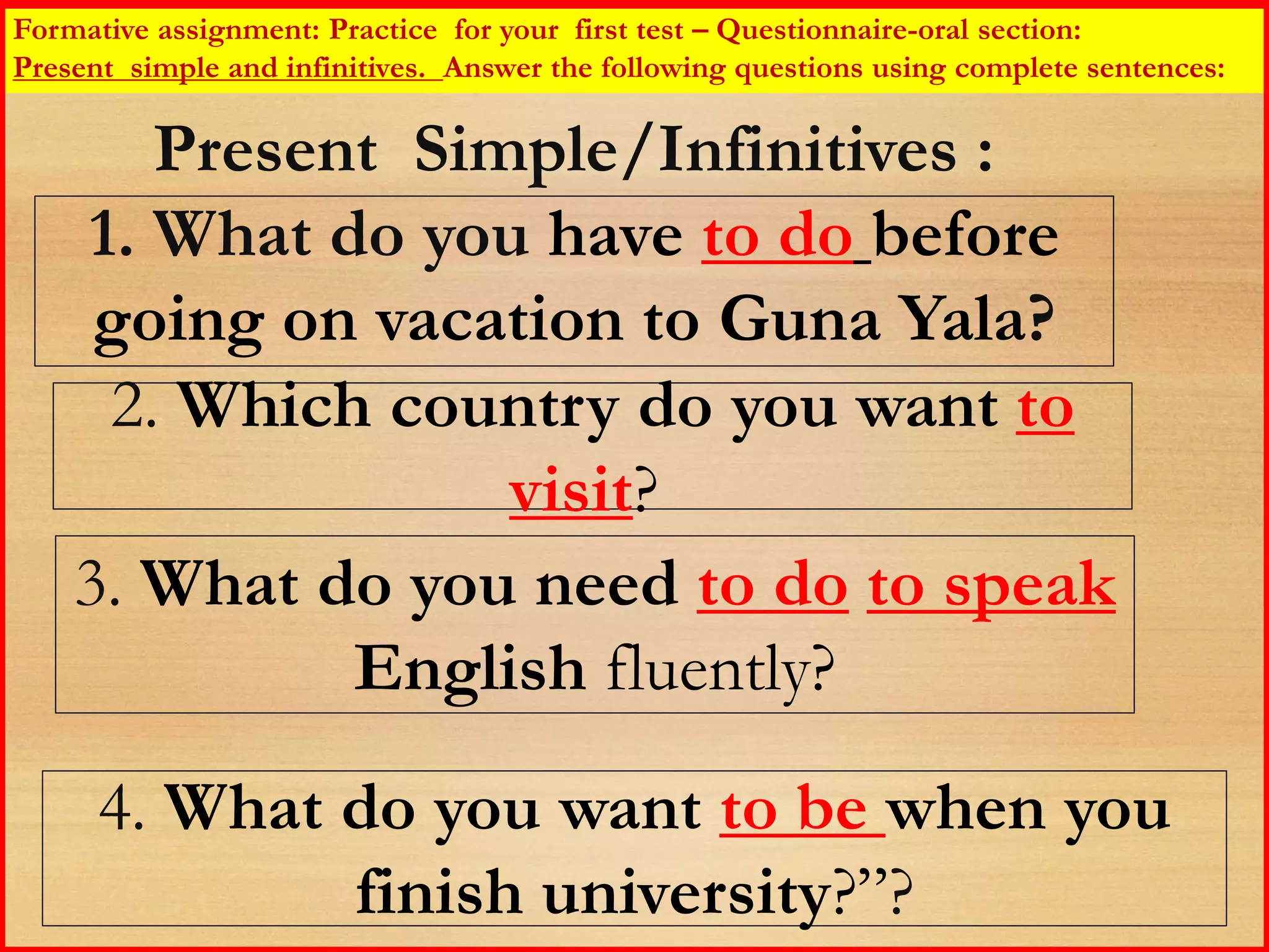 Simple present, infinitives and modal verbs | PPTX