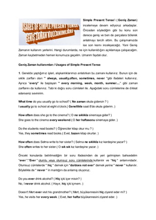 Simple present kullanım yerleri | PDF