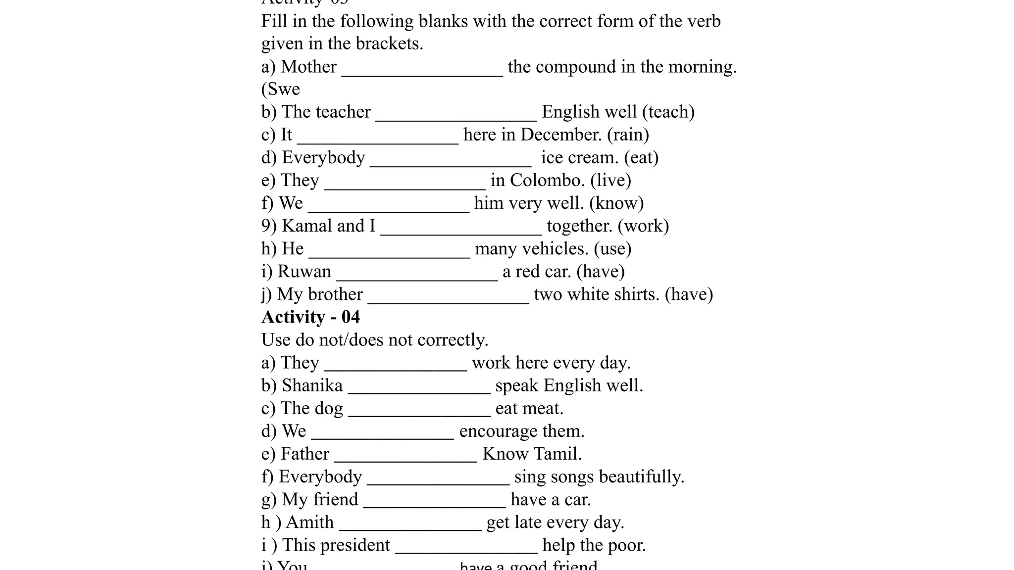 Simple Present Tense Practice Activities | PPT