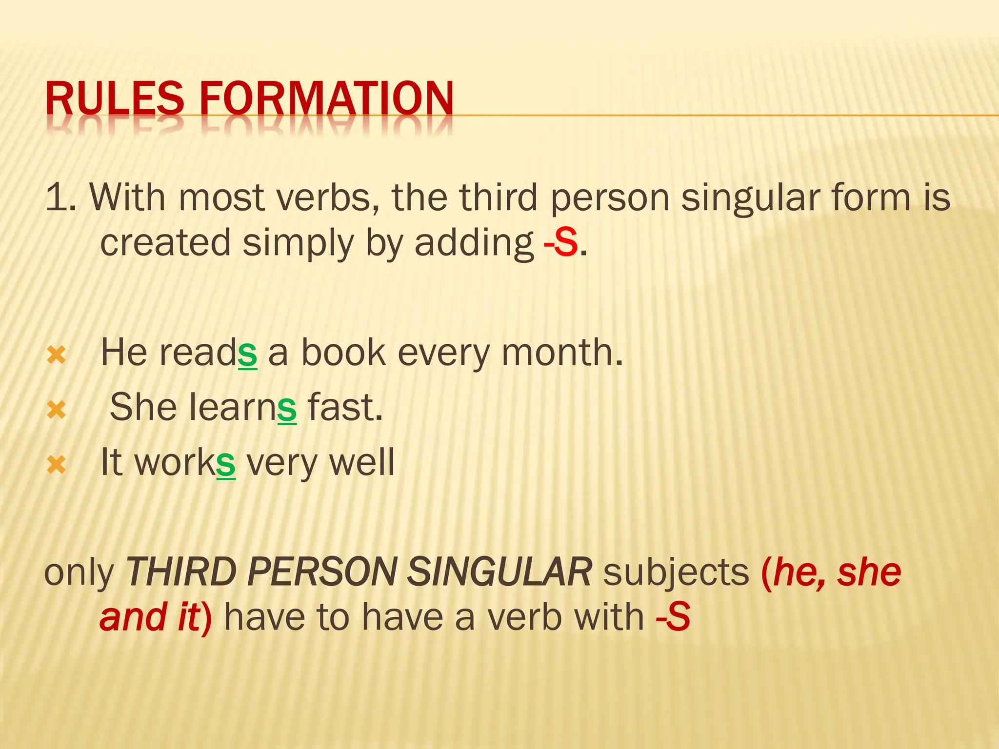 Reglas del presente simple, present simple rules | PPT