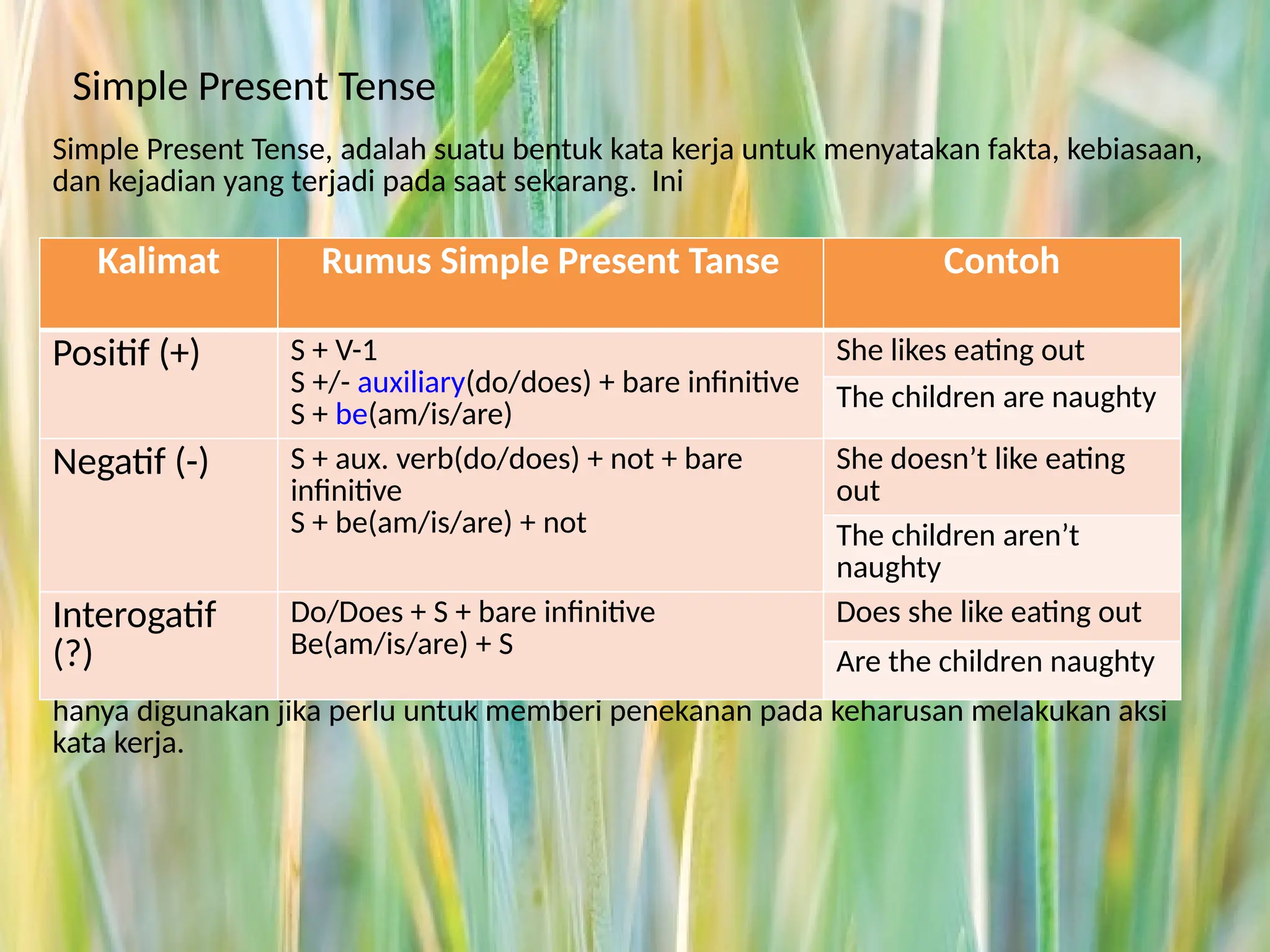 Simple Present & Simple Past kelas 10 SMA Diponegoro 1 | PPTX