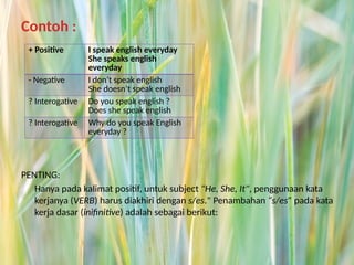 Simple Present & Simple Past kelas 10 SMA Diponegoro 1 | PPTX