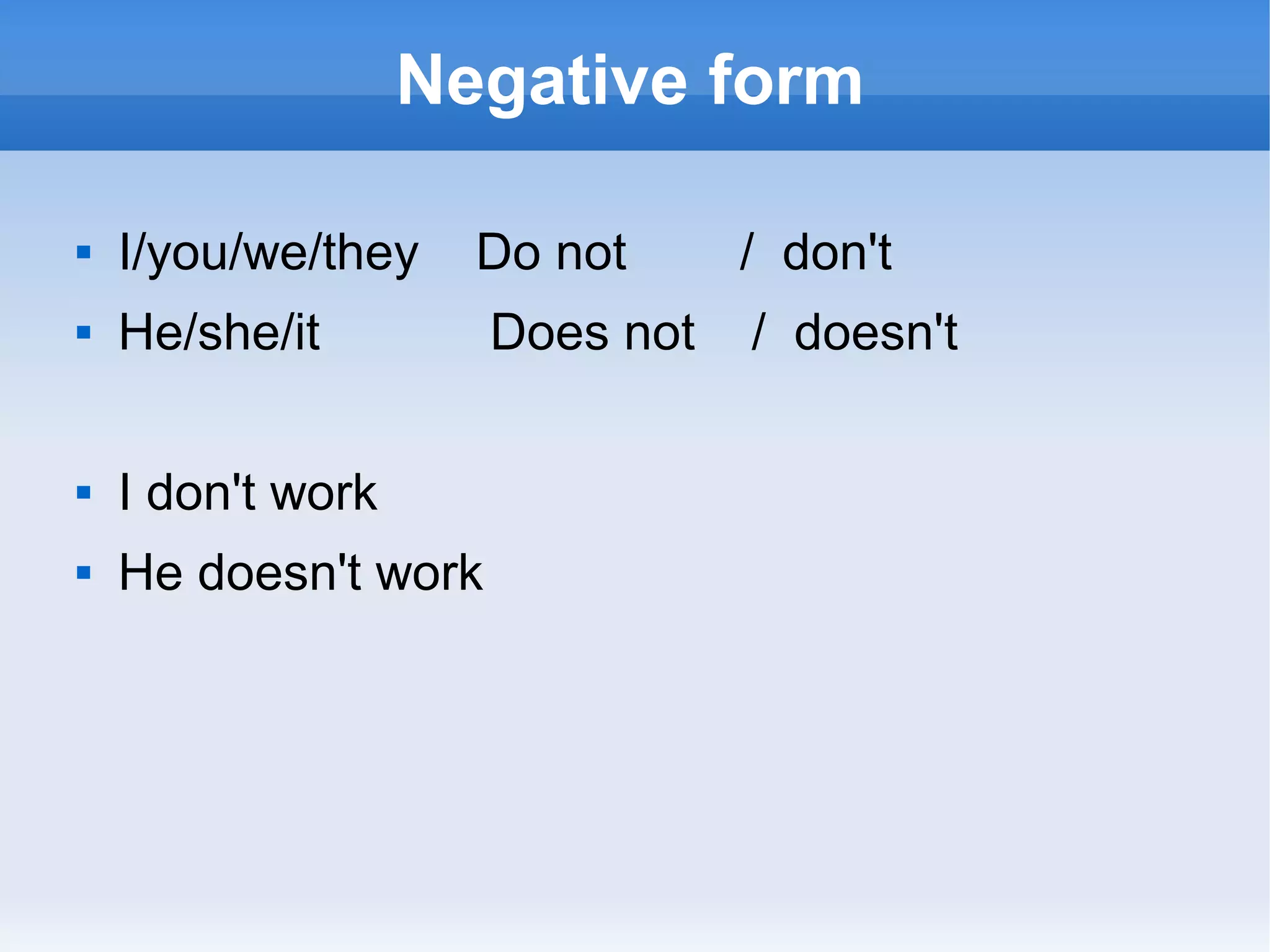 Simple present tense | ODP