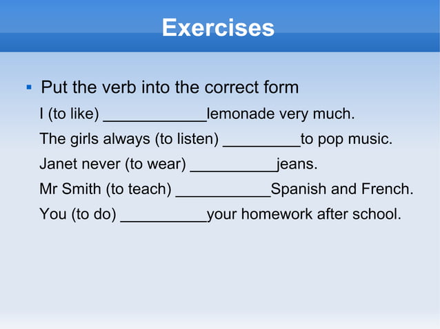 Simple present tense | ODP