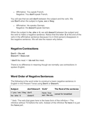 Simple present tense | DOCX