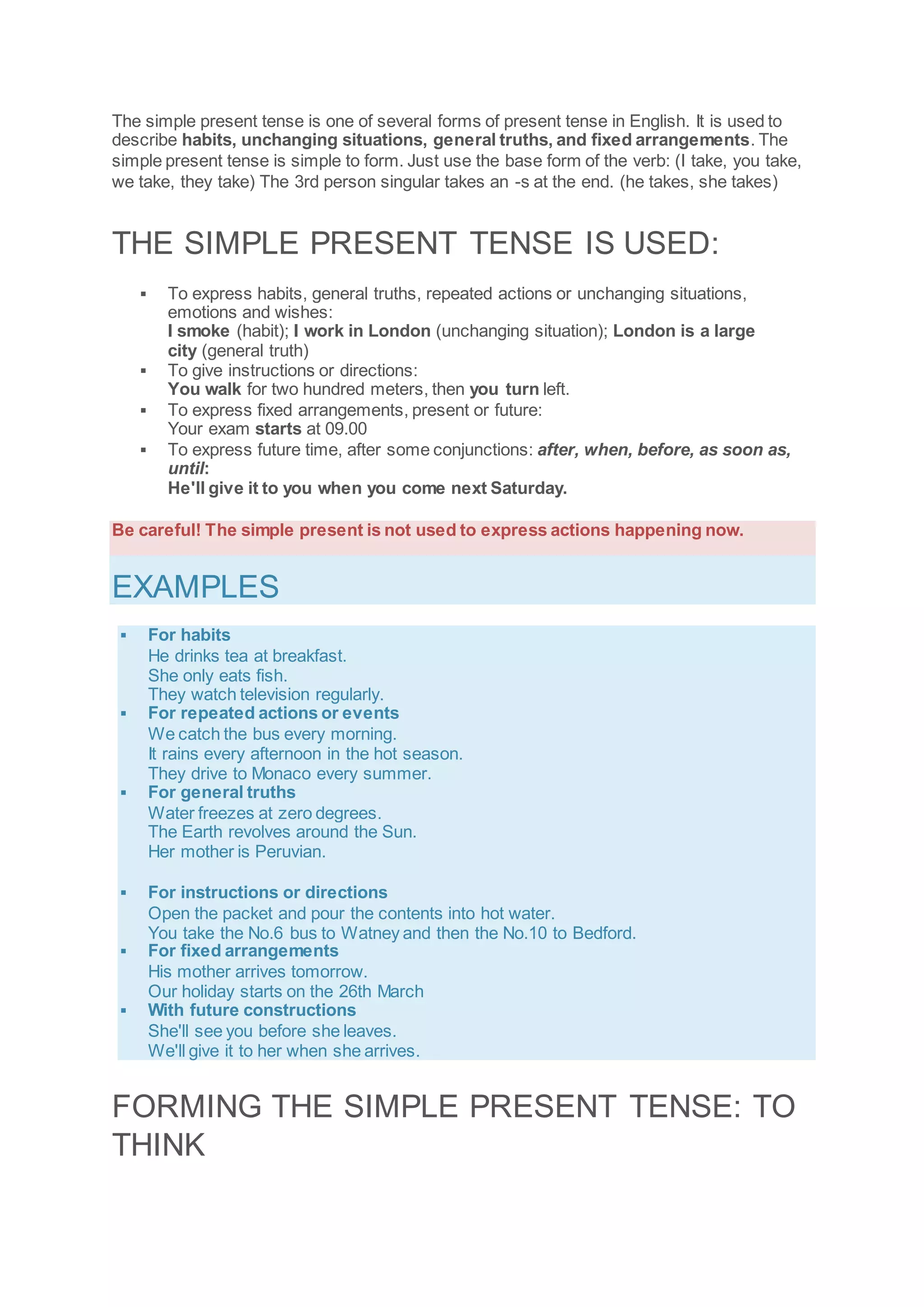 Simple present tense | DOCX