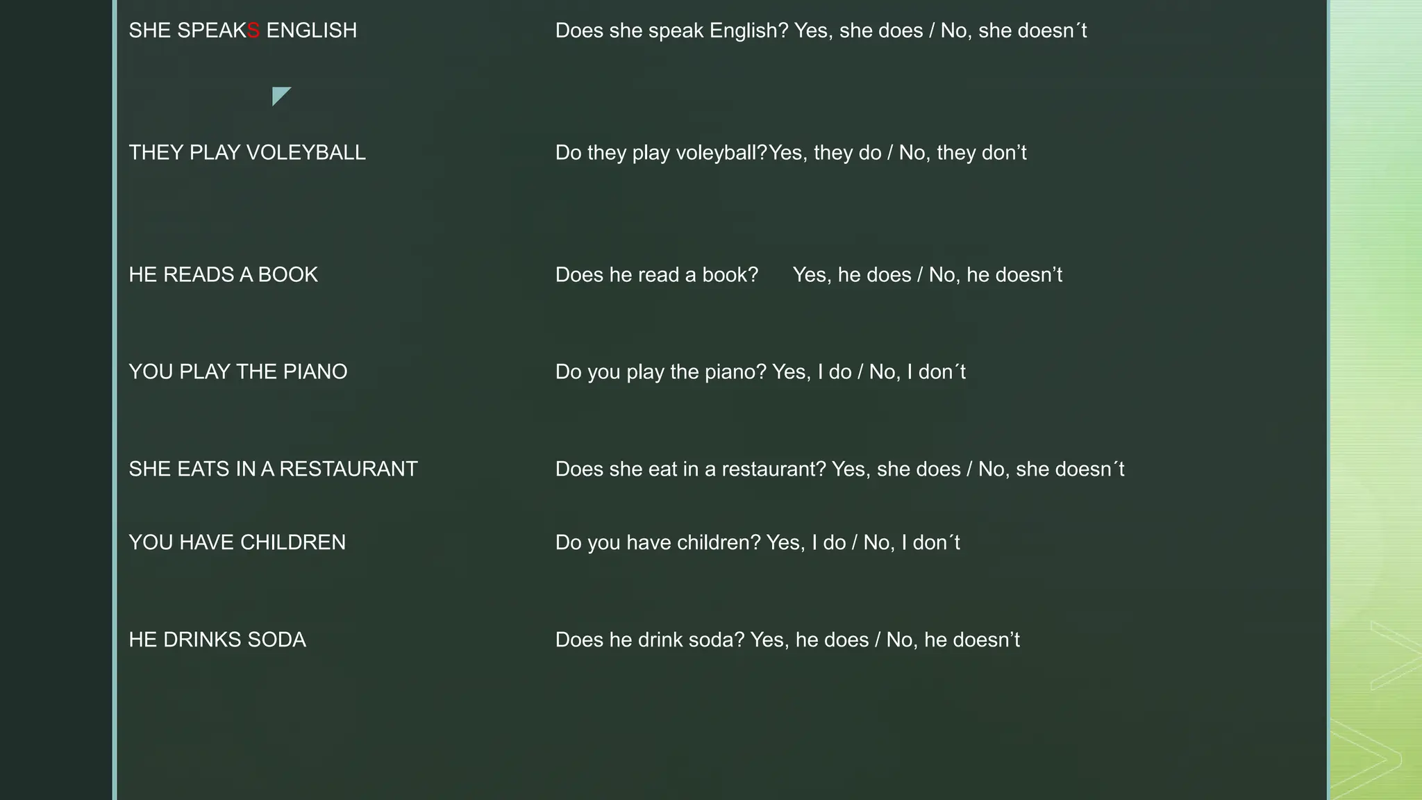 oraciones de presente simple, teoría y practica | PPT