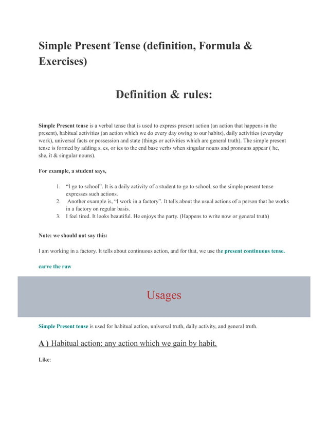 Simple Present Tense (definition, Formula & Exercises).pdf