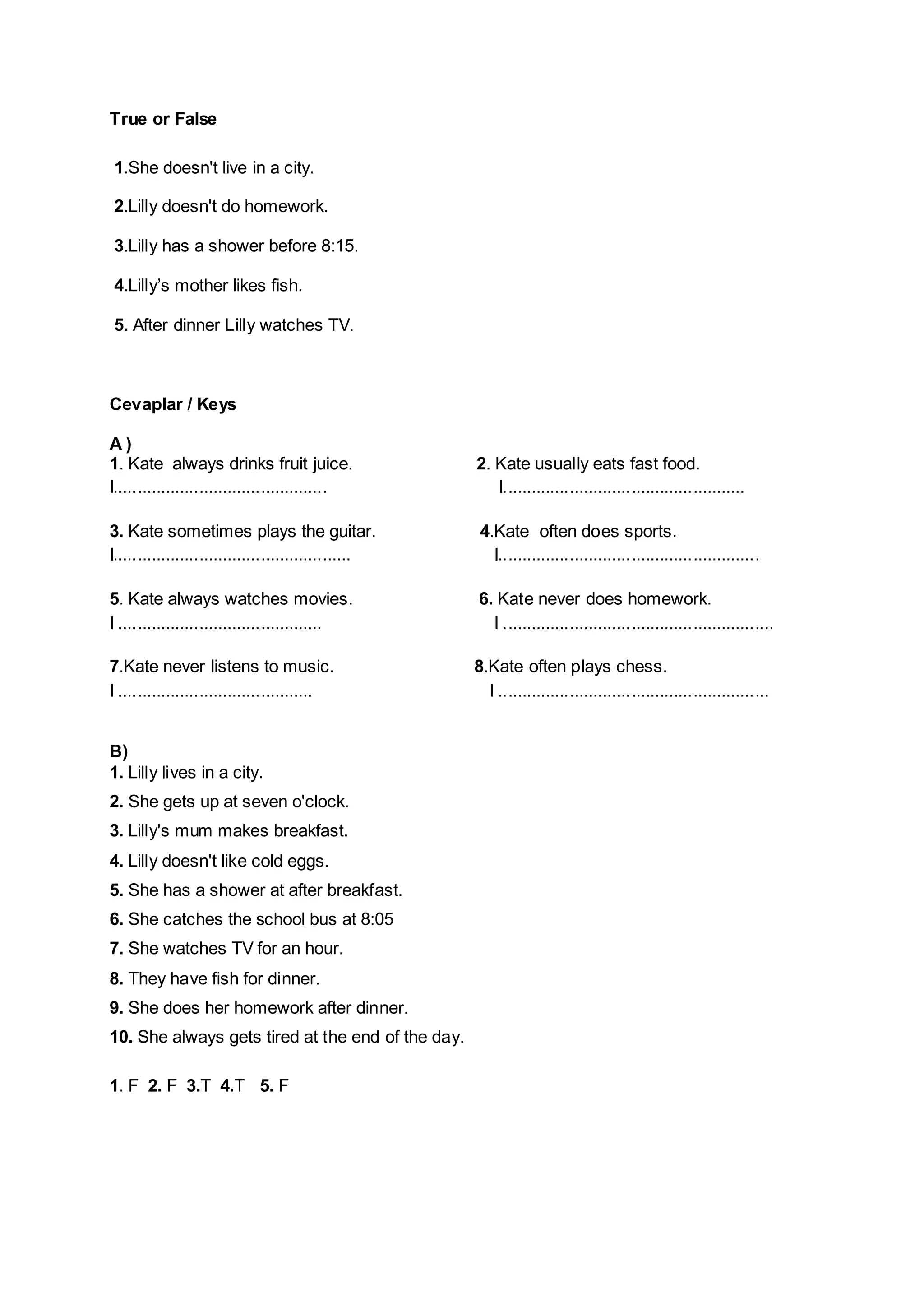 Simple present tense exercises | PDF