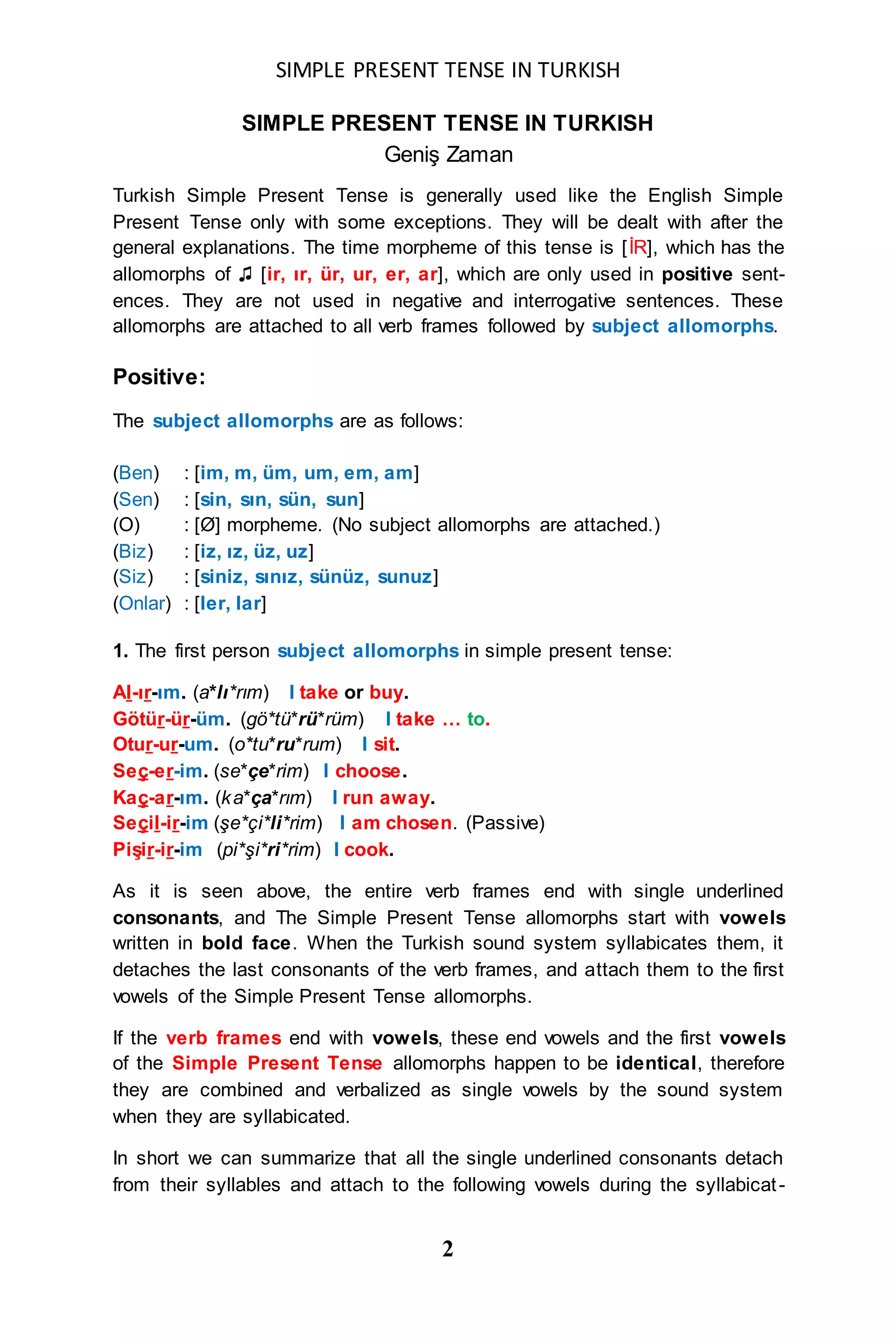 Simple present tense in turkish, yuksel goknel | DOCX
