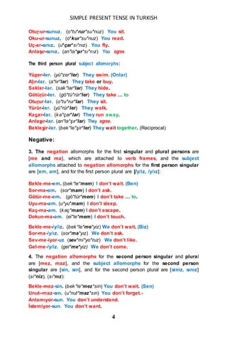 Simple present tense in turkish, yuksel goknel | DOCX