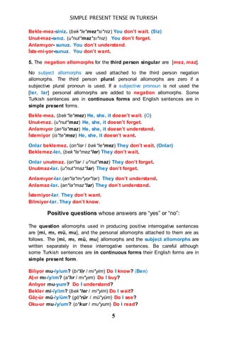 Simple present tense in turkish, yuksel goknel | DOCX