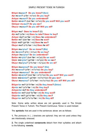 Simple present tense in turkish, yuksel goknel | DOCX