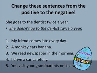 Simple present tense negative form | PPTX