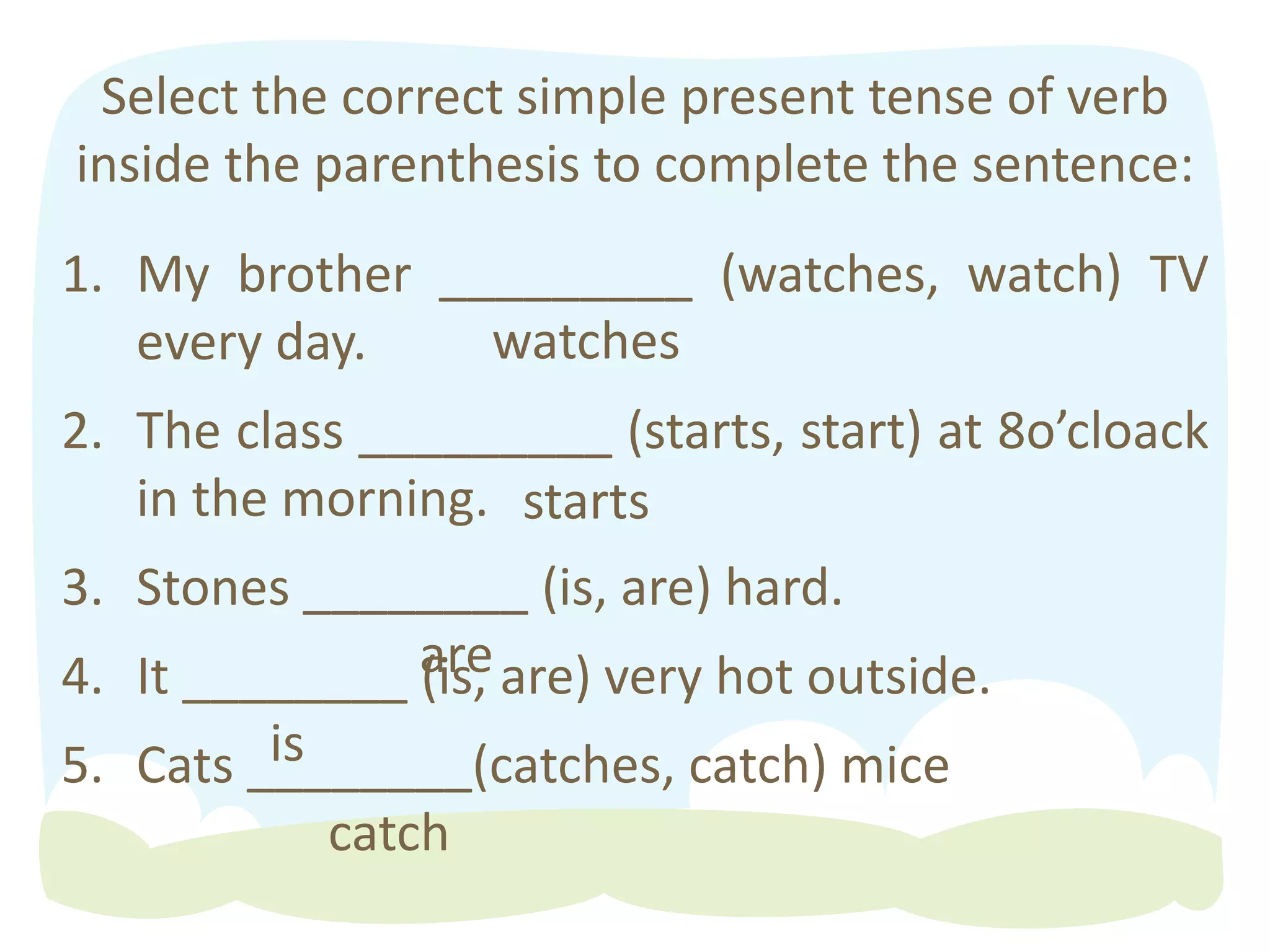 SIMPLE PRESENT TENSE OF VERBS (PPT) | PPTX