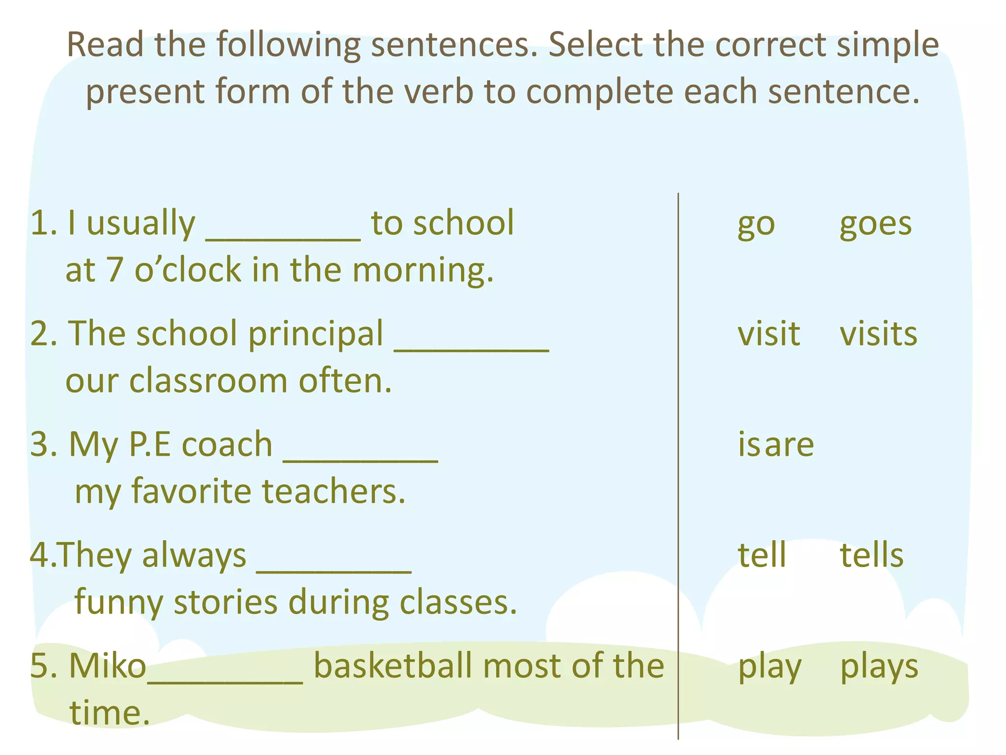 SIMPLE PRESENT TENSE OF VERBS (PPT) | PPTX