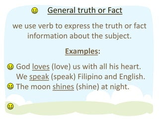 SIMPLE PRESENT TENSE OF VERBS (PPT) | PPTX