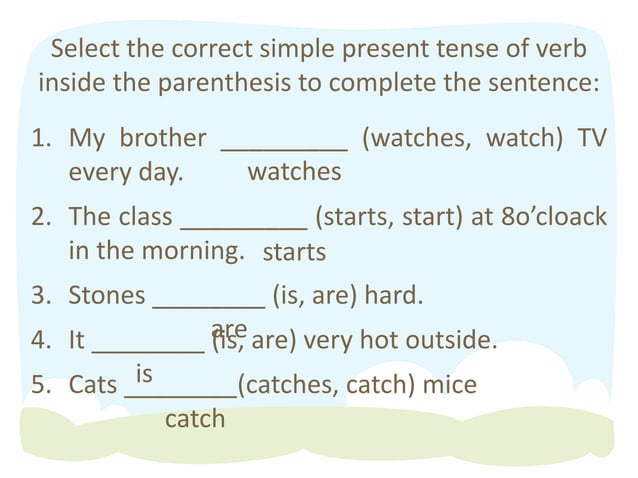 SIMPLE PRESENT TENSE OF VERBS (PPT) | PPTX