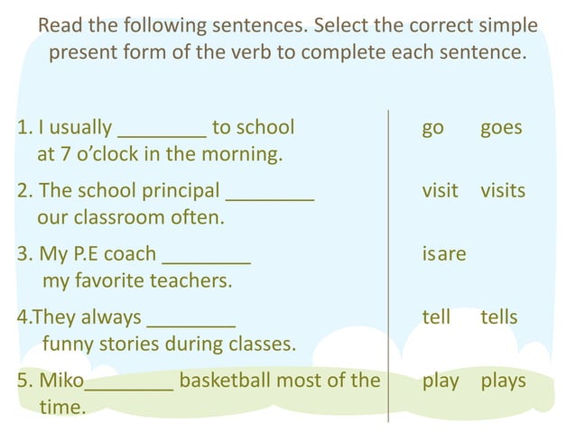 SIMPLE PRESENT TENSE OF VERBS (PPT) | PPTX