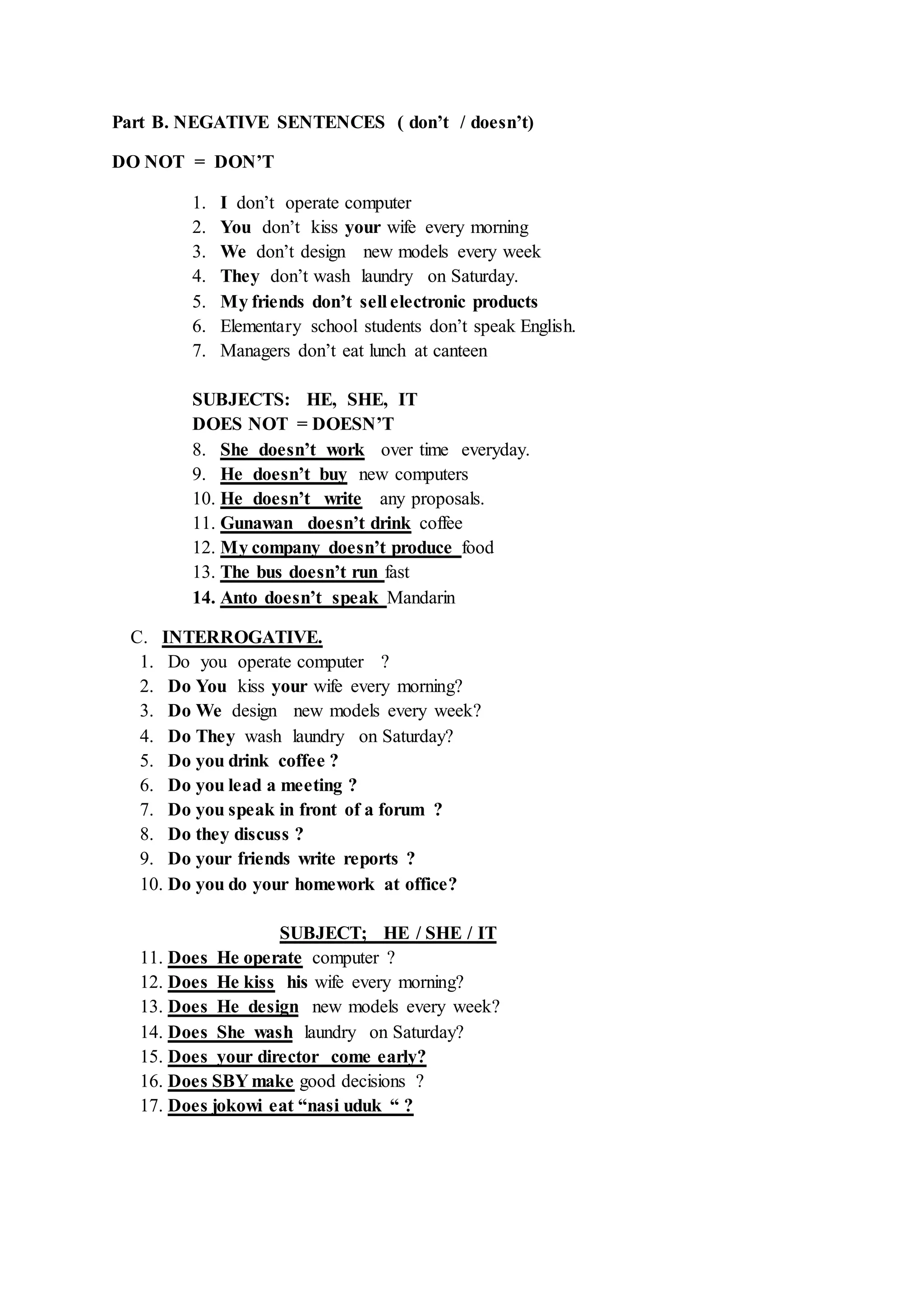 Simple present tense ( routines) lengkap | DOCX