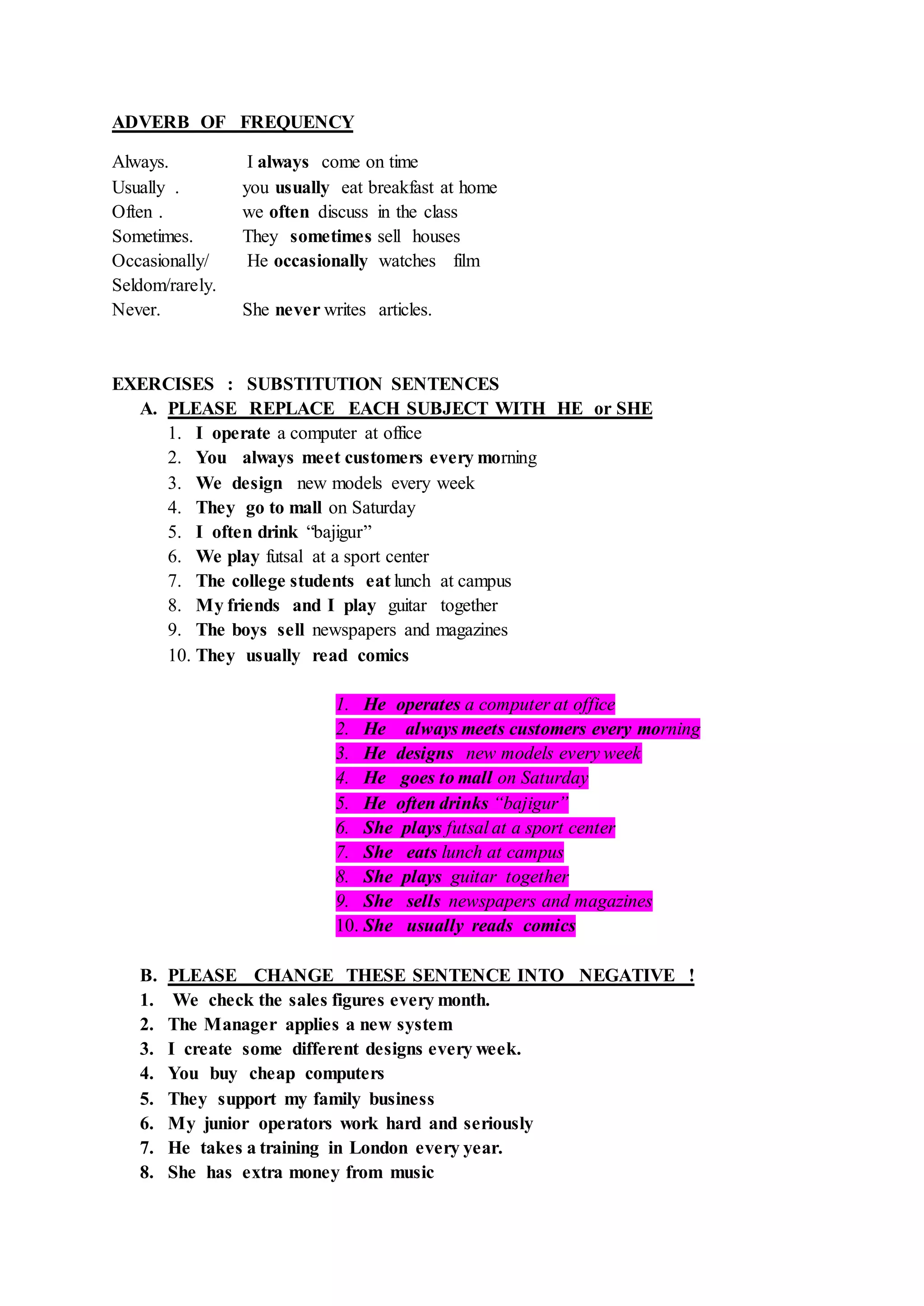 Simple present tense ( routines) lengkap | DOCX