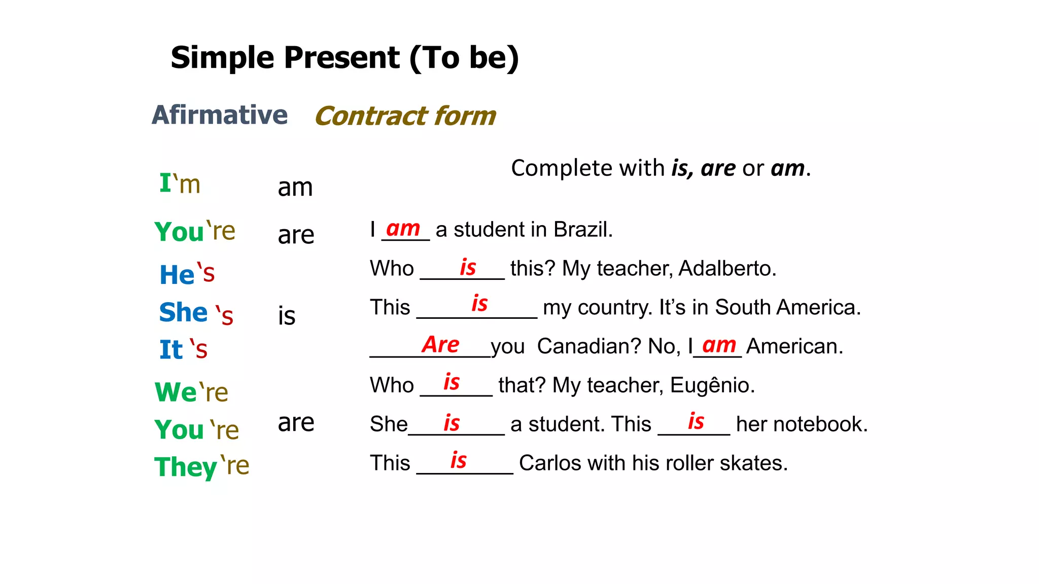 Simple present (to be) | PPTX