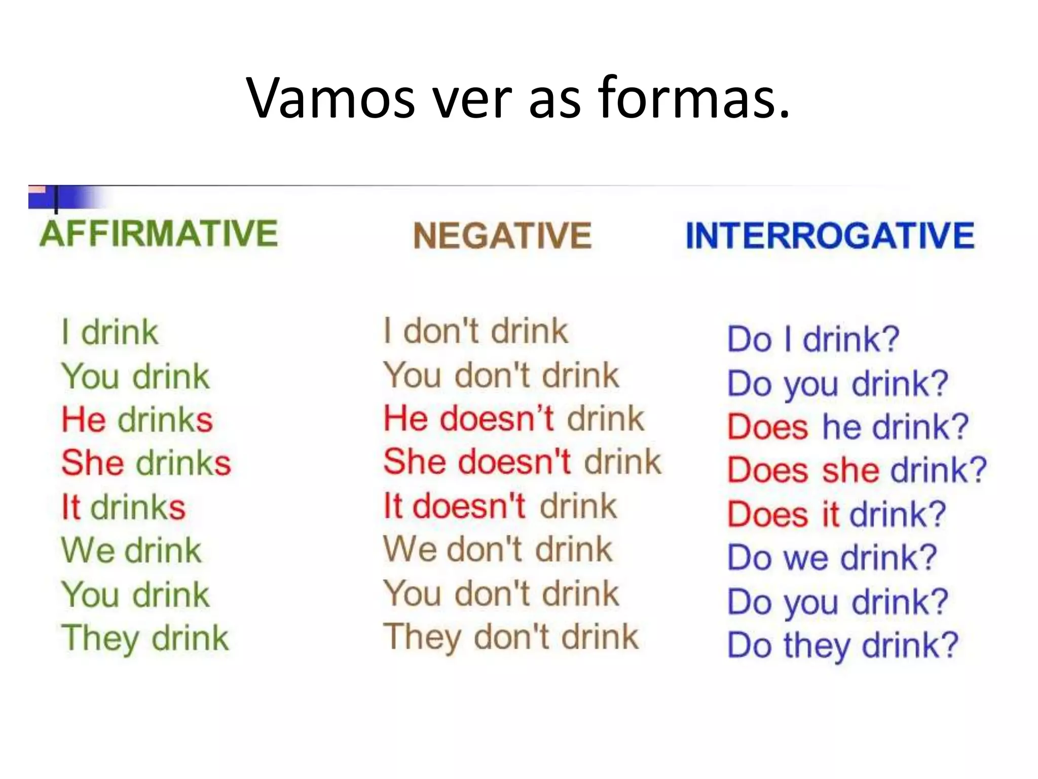 Simple present whit little jossi ii forma negativa e interrogativa | PPT