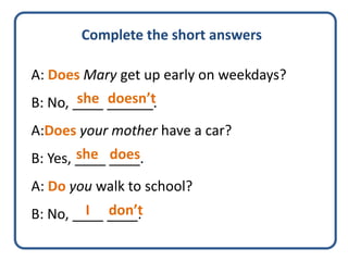Simple Present Yes/No Questions | PPTX