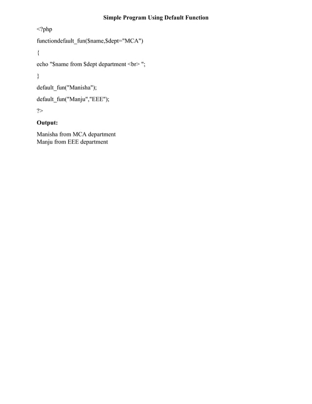 Simple PHP programs by kongu Engineering College | PDF