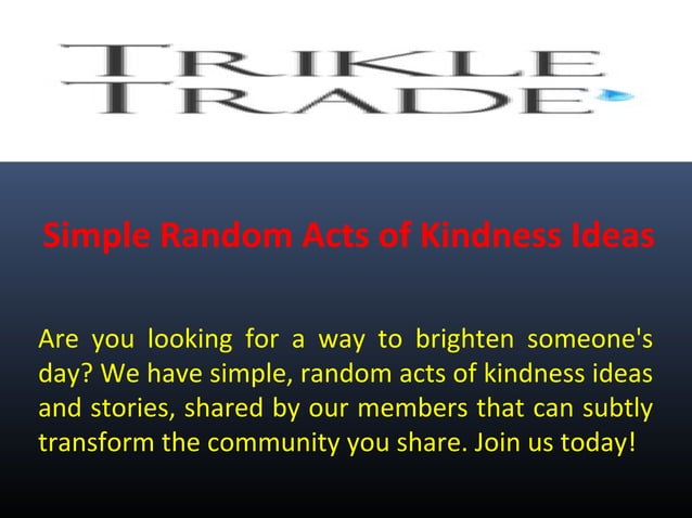 Simple Random Acts of Kindness Ideas | PPT
