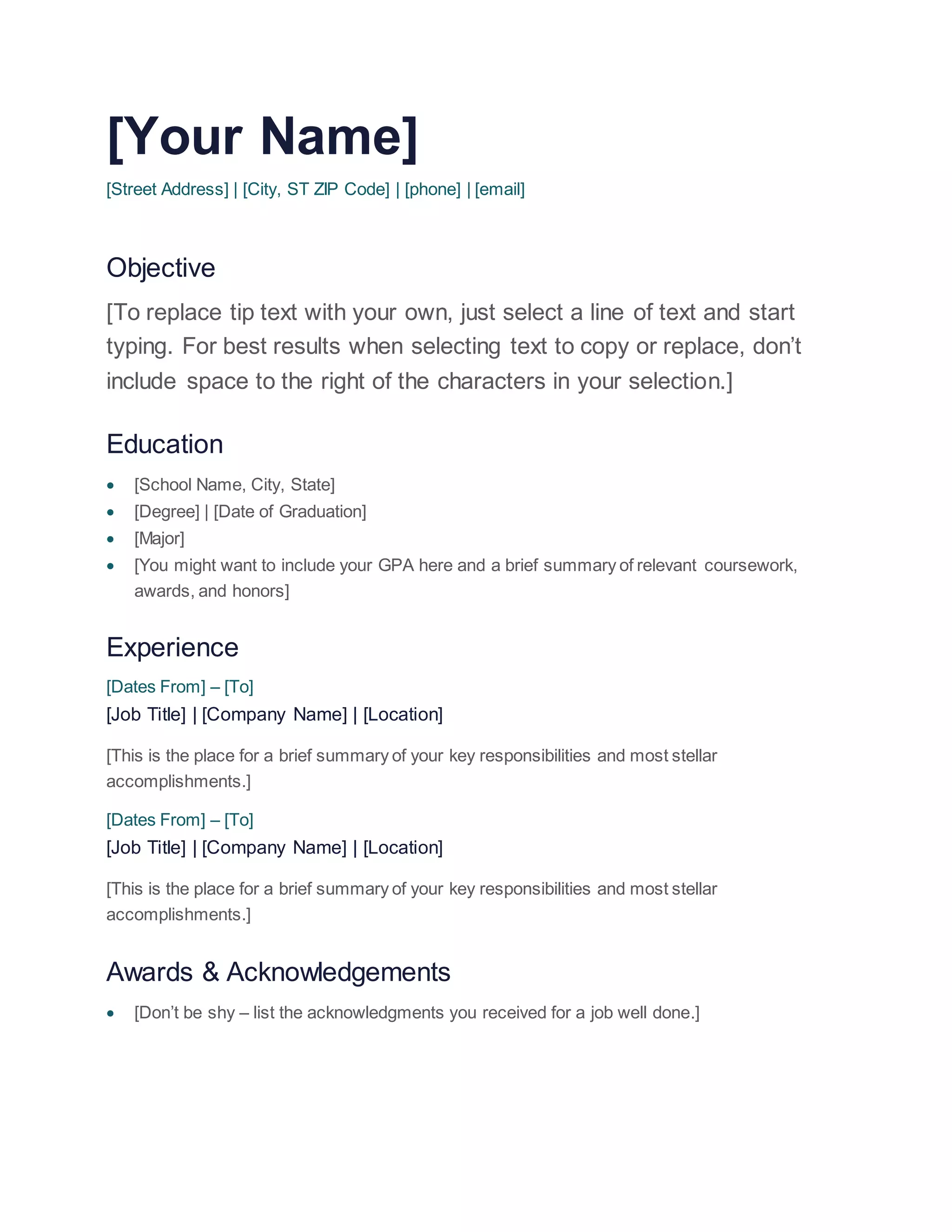 Simple resume | DOCX