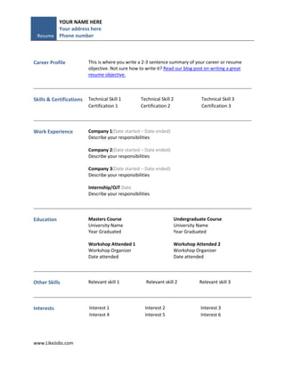 Simple Resume Template | DOCX