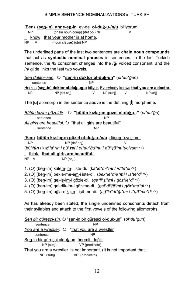 TRANSFORMING TURKISH SIMPLE SENTENCES INTO TURKISH NOMINAL PHRASES ...
