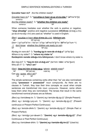 TRANSFORMING TURKISH SIMPLE SENTENCES INTO TURKISH NOMINAL PHRASES ...