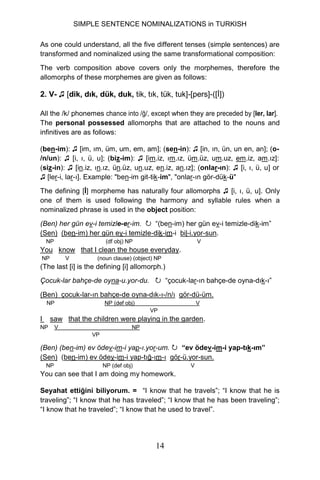 TRANSFORMING TURKISH SIMPLE SENTENCES INTO TURKISH NOMINAL PHRASES ...