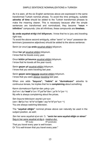 TRANSFORMING TURKISH SIMPLE SENTENCES INTO TURKISH NOMINAL PHRASES ...