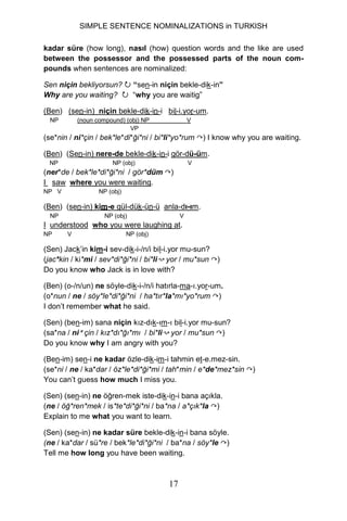 TRANSFORMING TURKISH SIMPLE SENTENCES INTO TURKISH NOMINAL PHRASES ...