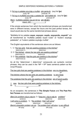 TRANSFORMING TURKISH SIMPLE SENTENCES INTO TURKISH NOMINAL PHRASES ...
