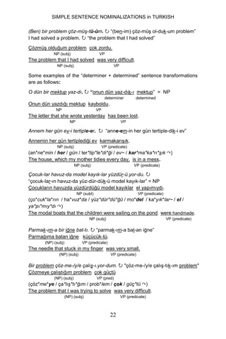 TRANSFORMING TURKISH SIMPLE SENTENCES INTO TURKISH NOMINAL PHRASES ...