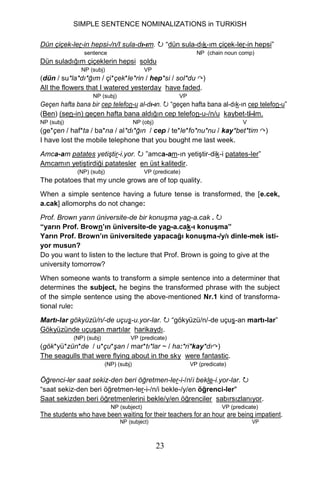 TRANSFORMING TURKISH SIMPLE SENTENCES INTO TURKISH NOMINAL PHRASES ...