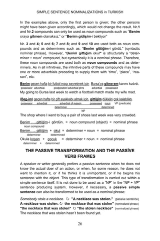 TRANSFORMING TURKISH SIMPLE SENTENCES INTO TURKISH NOMINAL PHRASES ...