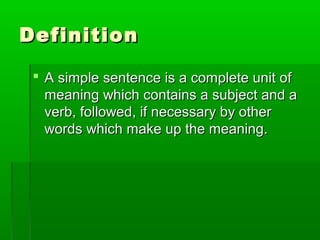 Simple sentences | PPT