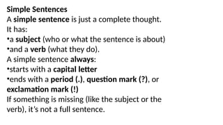 Simple Sentences A lesson on simple sentences.pptx