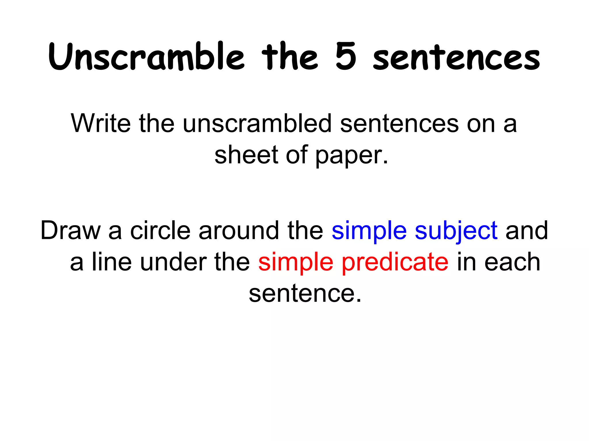 Simple sentences | PPT